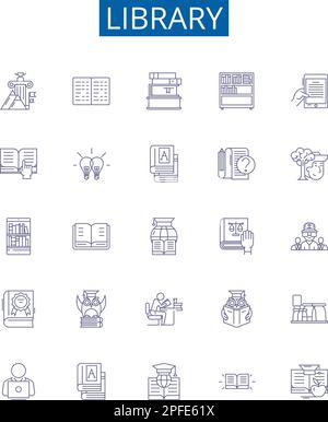 Records archives line icons collection. Preservation, Cataloging ...