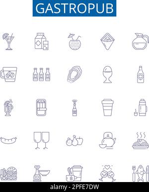 Gastropub line icons signs set. Design collection of Pub, Gastro, Drink ...