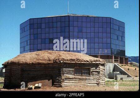 Traditional Navajo hogan with east-facing doorway, northwestern New ...