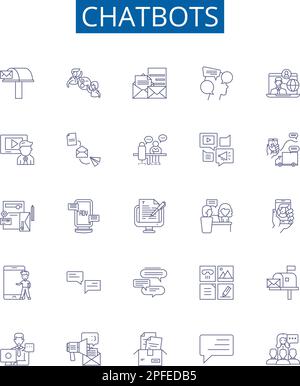 Chatbots line icons, signs set. Chatbots, Artificial, Intelligence, Automated, Conversational ...