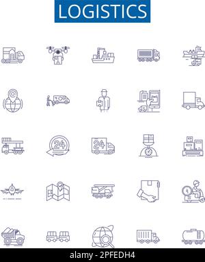 Stockpiling management line icons collection. Inventory, Storage ...