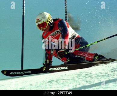 Leila Piccard of France passes a gate on her way to winning the bronze ...