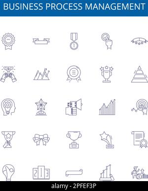 Process mapping line icons collection. Flowchart, Analysis, Visualization, Improvement ...