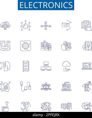 Components line icons collection. Circuit, Capacitor, Transistor ...