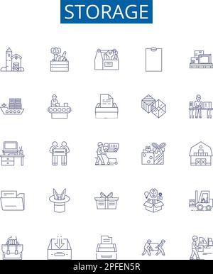 Stockpiling line icons collection. Hoarding, Accumulation, Reserve ...