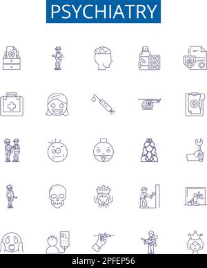 Psychiatry line icons signs set. Design collection of Psychiatry ...