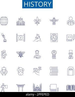 History outline icons collection. Past, timeline, ancient, events ...