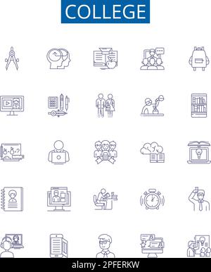 Higher learning line icons collection. Academia, Scholarship, Education ...