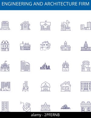 Structural engineering line icons collection. Materials, Design, Analysis, Load, Stability ...