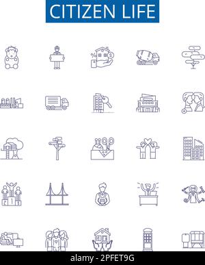Citizen life line icons signs set. Design collection of Citizen, life ...