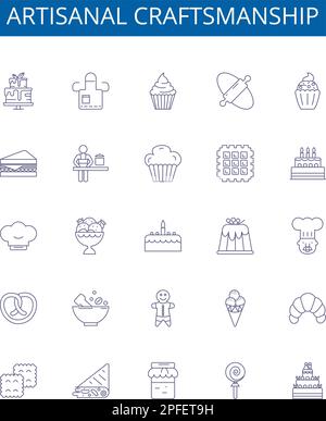 Artisanal craftsmanship line icons signs set. Design collection of ...