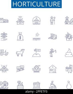 Horticulture line icons, signs set. Gardening, Nursery, Agronomy ...