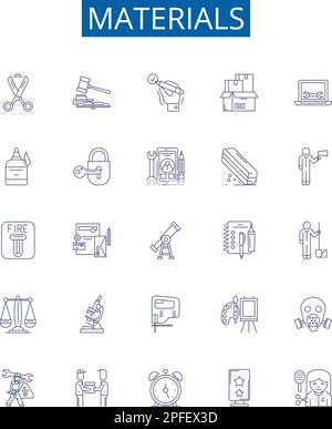 Materials line icons signs set. Design collection of Materials, Fabric ...