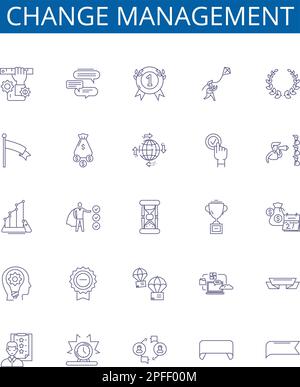 Change management line icons signs set. Design collection of Transformation, Agility, Transition ...
