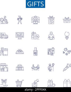 Souvenirs line icons collection. Tokens, Keepsakes, Mementos, Reminders ...