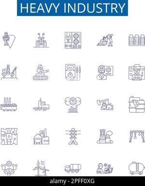 Fabrication line icons collection. Welding, Machining, Cutting, Forming ...