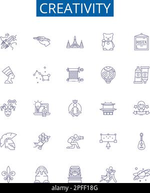 Creativity outline icons collection. Inventive, Resourceful, Innovative ...
