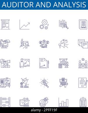 Auditor and analysis line icons signs set. Design collection of Auditor ...