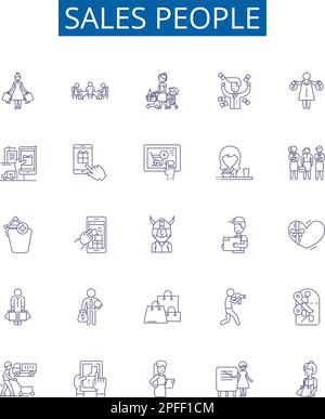 Sales representatives line icons collection. Persuasive, Ambitious ...