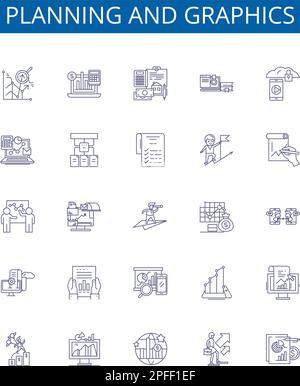 Planning and graphics line icons signs set. Design collection of ...