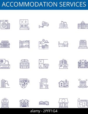Accommodation services line icons signs set. Design collection of ...
