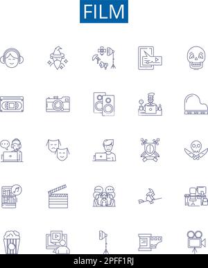 Blockbuster icons set. Outline set of 9 blockbuster vector icons for ...