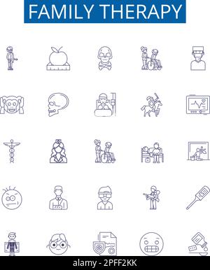 Family therapy line icons signs set. Design collection of family ...
