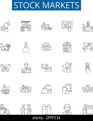 Stock line icons collection. Shares, Investment, Market, Trading ...