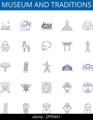 Museum and traditions line icons signs set. Design collection of museum ...