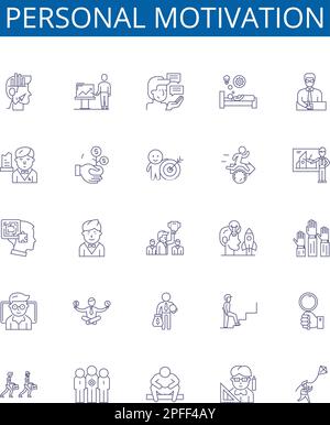 Personal motivation line icons signs set. Design collection of ...