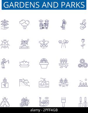 Gardens and parks line icons signs set. Design collection of Gardens ...