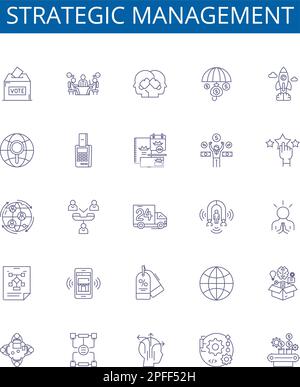 Strategic management line icons signs set. Design collection of ...