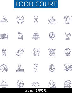 Food court line icons signs set. Design collection of Cafeteria ...