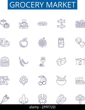 Deli line icons collection. Sandwiches, Bagels, Meats, Cheeses, Pickles ...