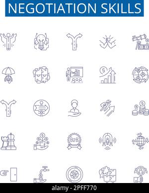 Negotiation skills line icons signs set. Design collection of ...
