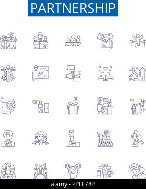 Joint participation line icons collection. Collaboration, Cooperation ...