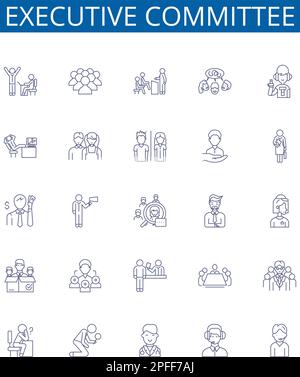 Executive committee line icons collection. Leadership, Decision-making ...