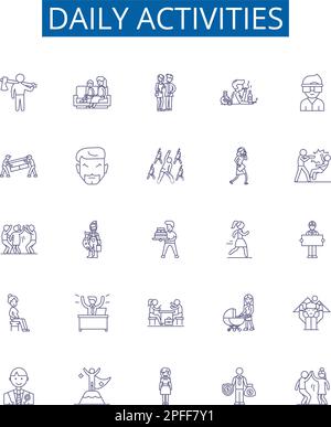 Daily activities line icons signs set. Design collection of Routine ...