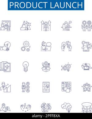 Product launch line icons signs set. Design collection of Launch ...