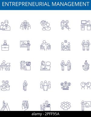 Entrepreneurial management line icons signs set. Design collection of ...