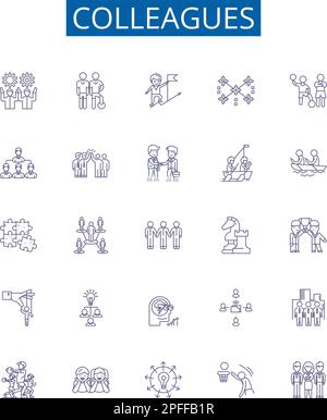 Coworkers outline icons collection. Colleagues, Collaborators ...