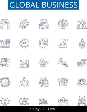 Cross-border operations line icons collection. International, Customs ...