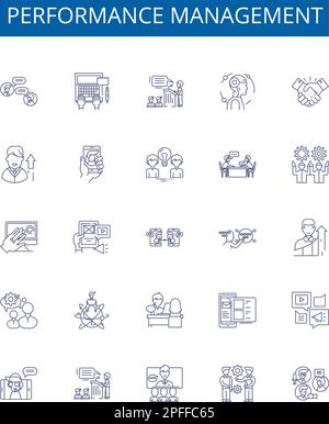 Implementing line icons collection. Integrating, Executing, Applying, Enacting, Launching ...