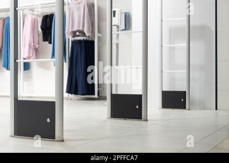 Scanner entrance gate for prevent theft in clothing store. The scanners ...