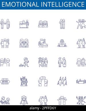 Emotional intelligence line icons signs set. Design collection of ...