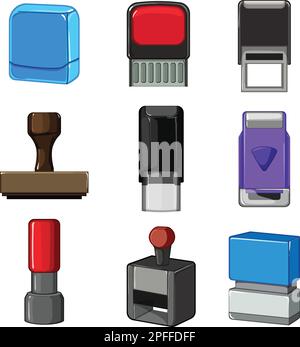 stamper stamp handle cartoon vector illustration Stock Vector Image ...