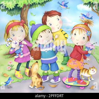Children playing outdoors Stock Photo - Alamy