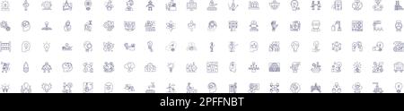 Pattern recognition line icons collection. Recognition, Classification ...
