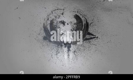 Black patch graphic color brush strokes effect on white background ...