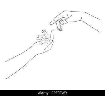 Two hands reaching out, touching each other vector Stock Vector Image & Art - Alamy